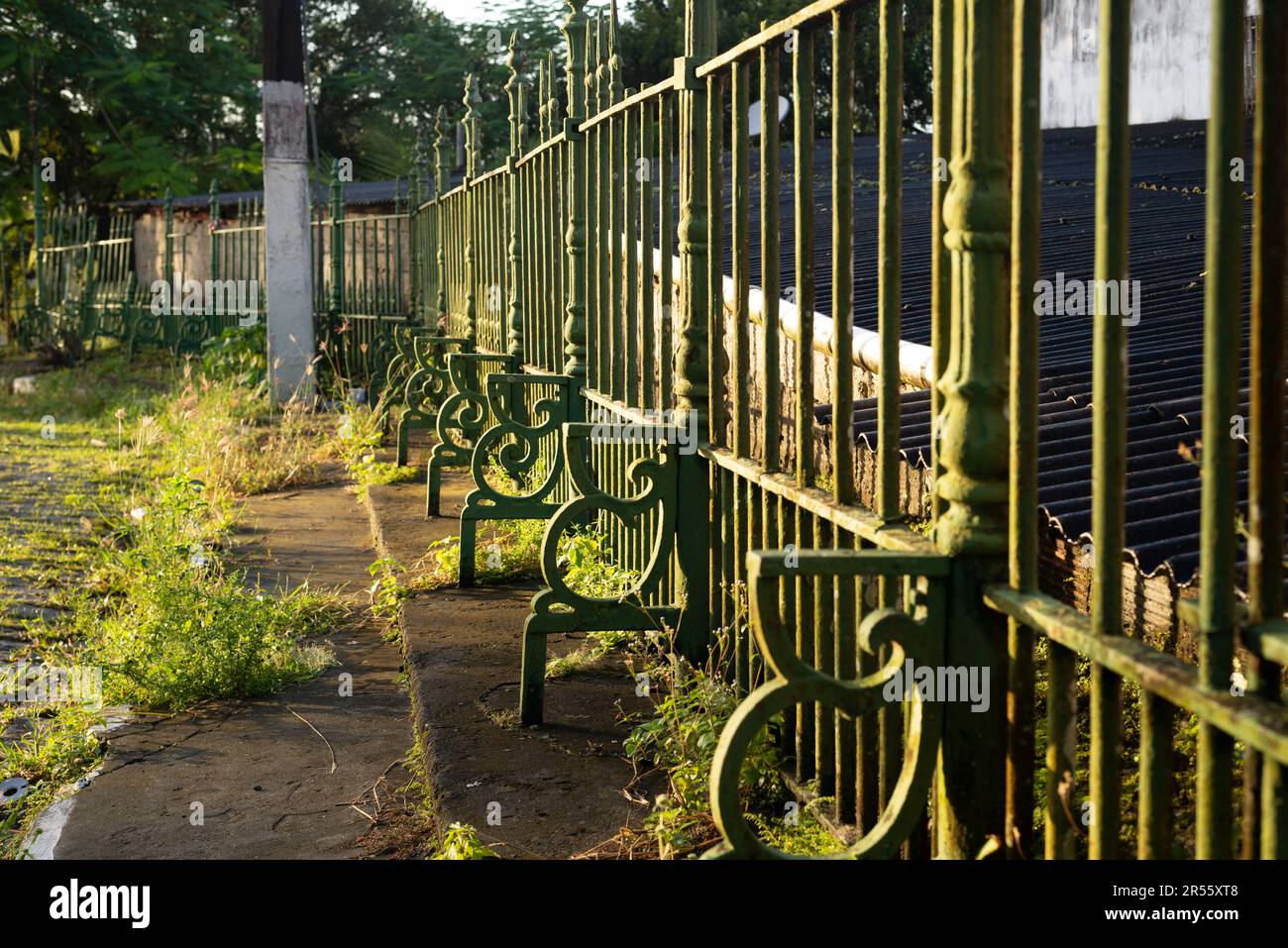 Valenca, Bahia, Brazil - June 22, 2022: Iron railings with seats for ...