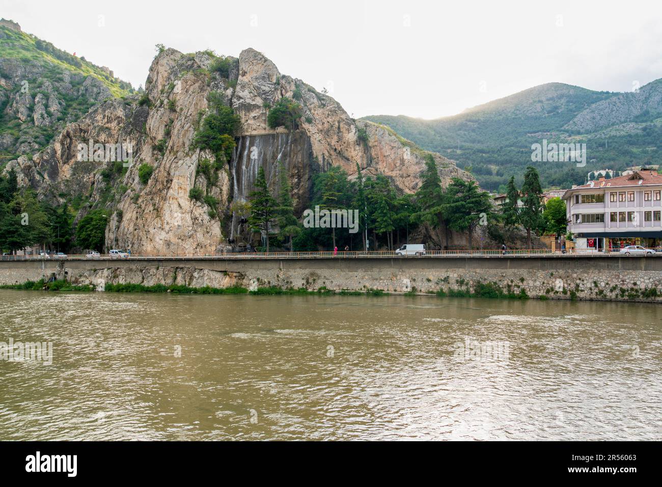 View of Yesilirmak in the city of Amasya with Selale, Turkey Stock ...