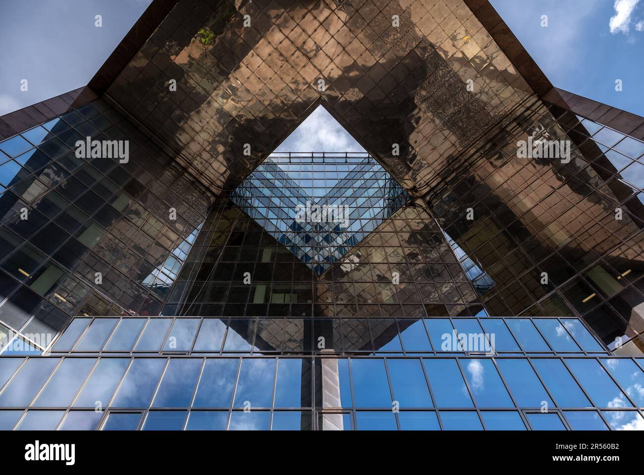 London, UK: Looking up from outside the entrance to the office building ...