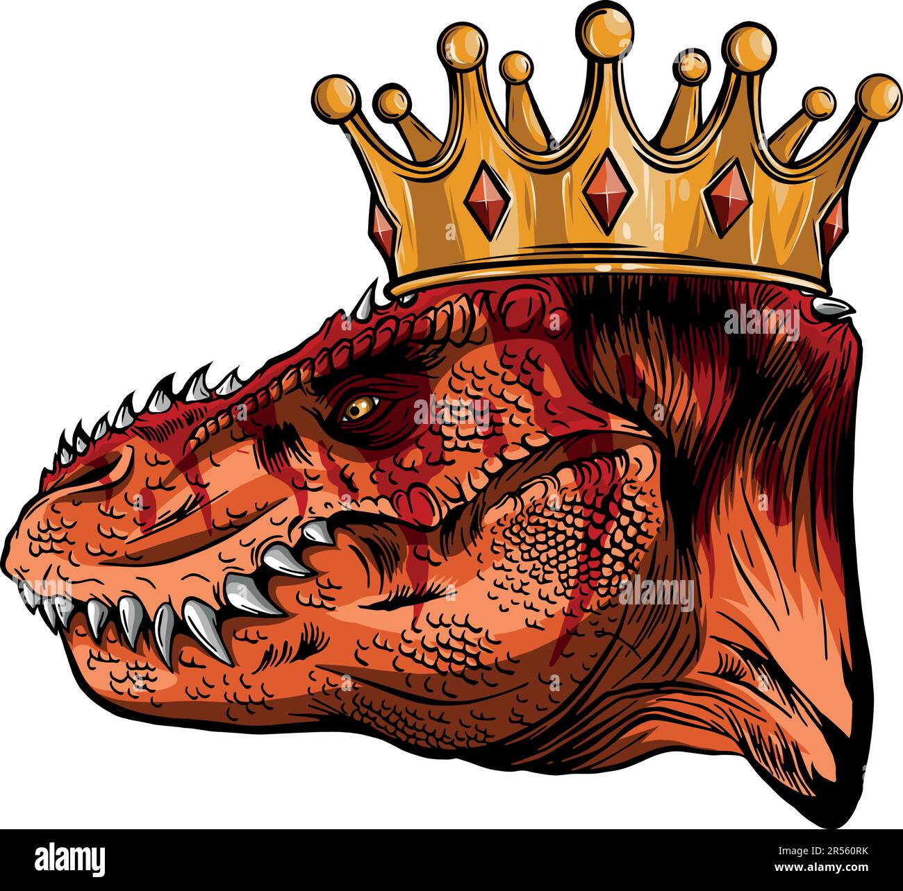 Vector Illustration Of T Rex Head With Crown Stock Vector Image And Art Alamy
