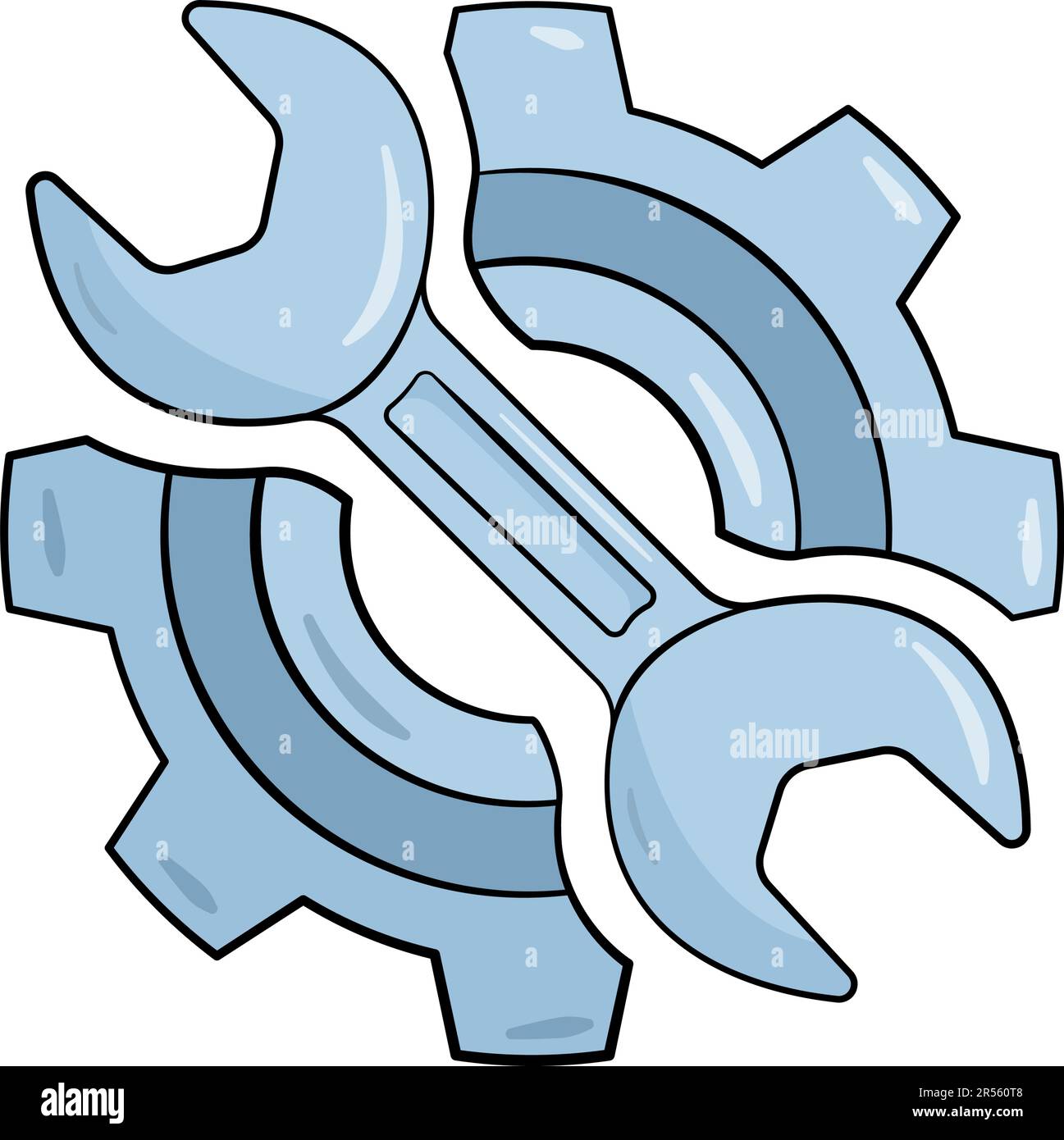 Cogwheel and wrench. Symbol of repair, adjustment, technical service or ...