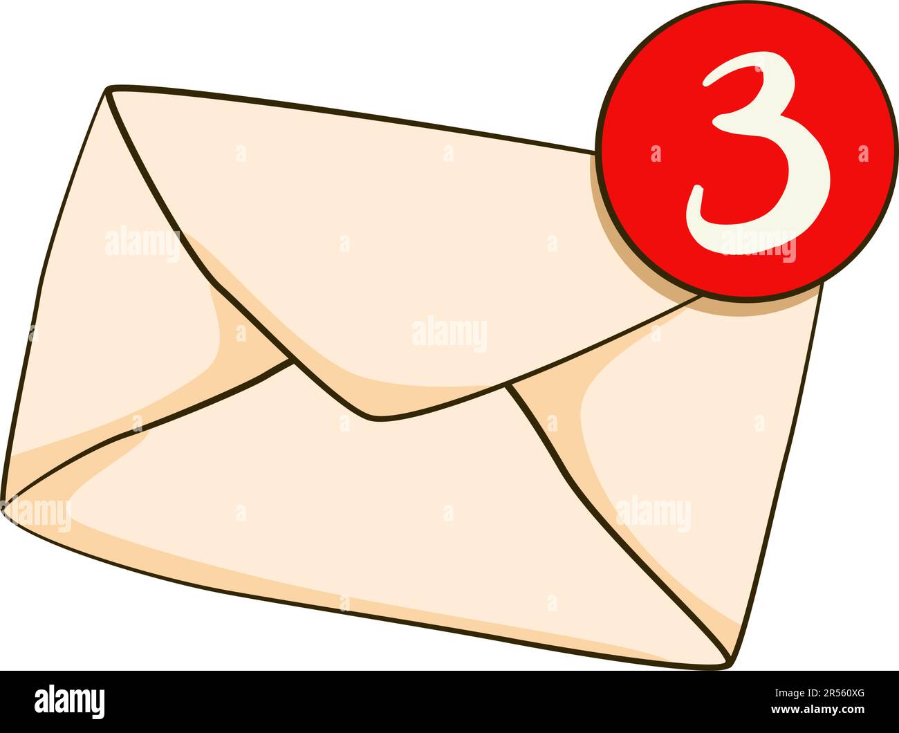 Closed envelope with notification, unread mail, new message. Cartoon ... Closed envelope with notification, unread mail, new message. Cartoon ...