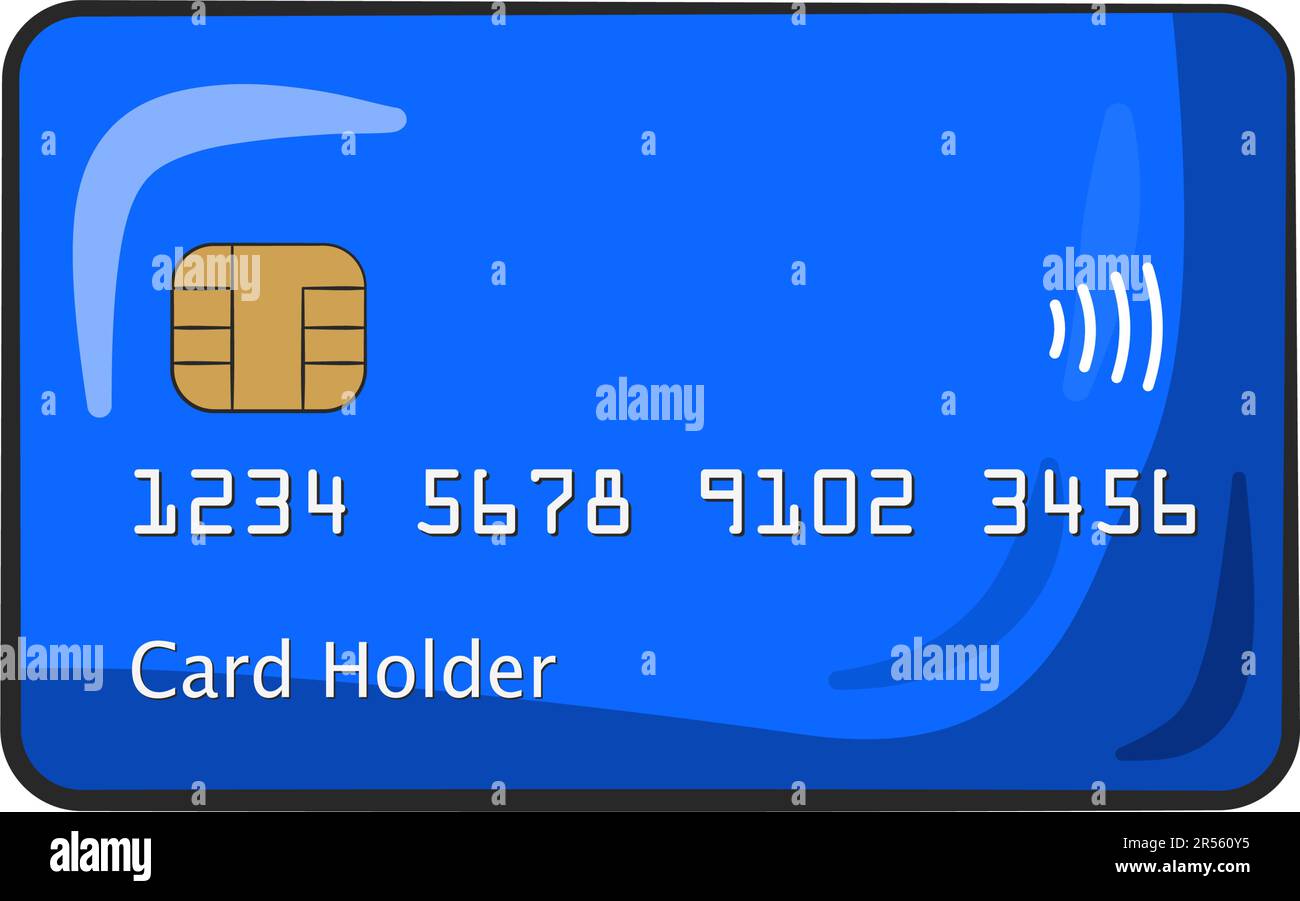 Blue credit card. Cartoon. Vector illustration Stock Vector Image & Art ...