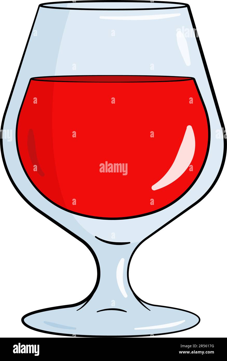 Glass filled with red wine. Cartoon. Vector illustration Stock Vector ...