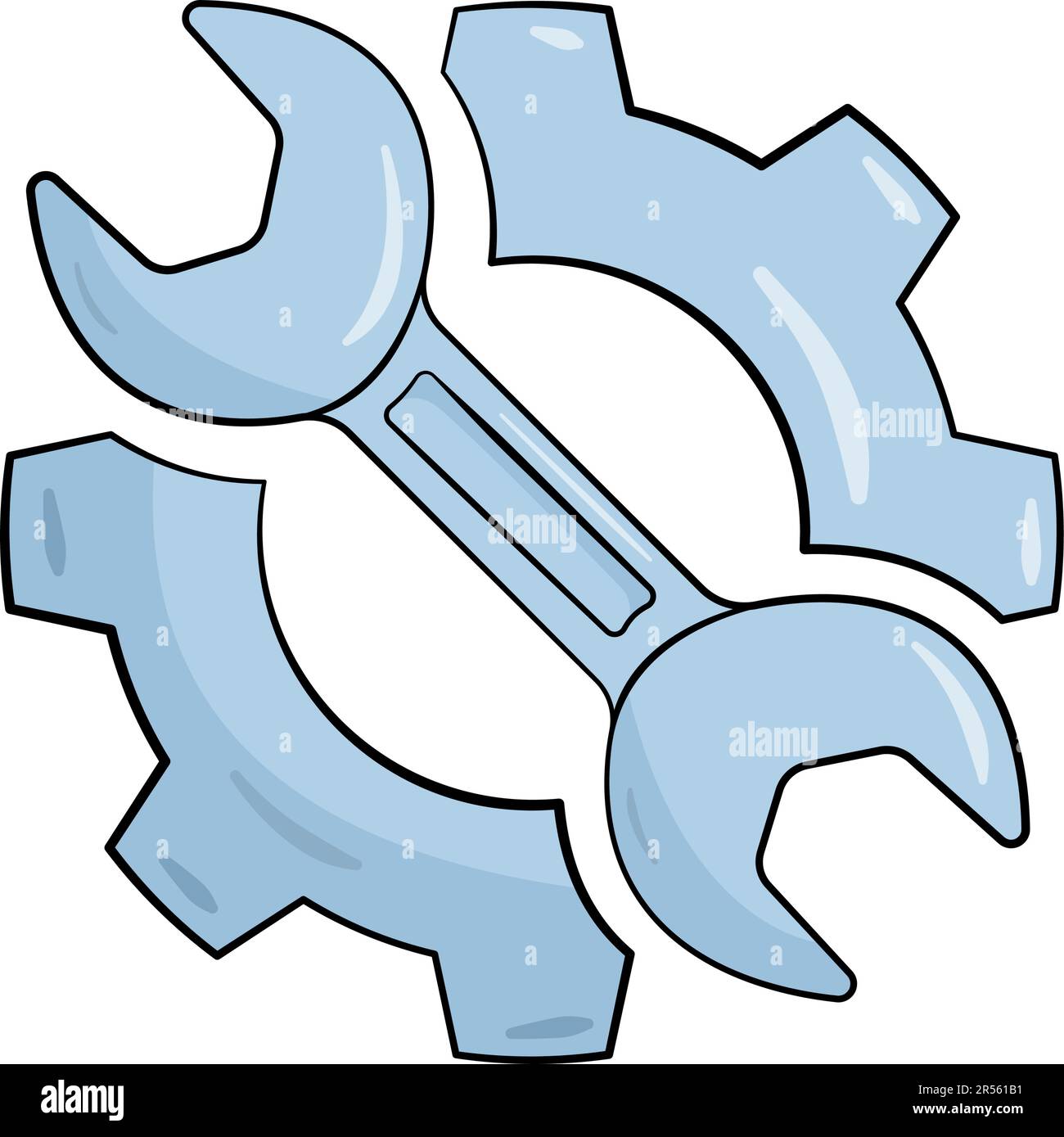 Cogwheel and wrench. Symbol of repair, adjustment, technical service or ...