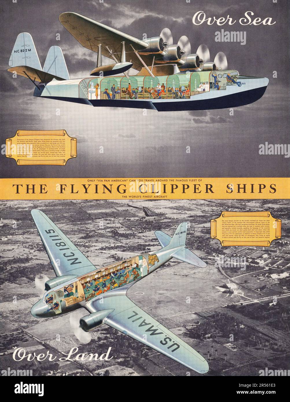 Pan American Airways poster - Only "via Pan American" can you travel abroad the famous fleet of ...