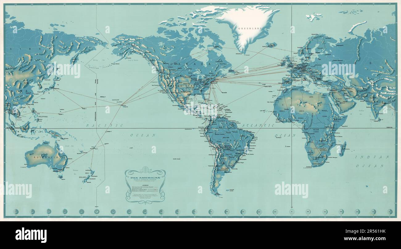 Pan American World Airways System 1956 - World Map - Showing Pan ...