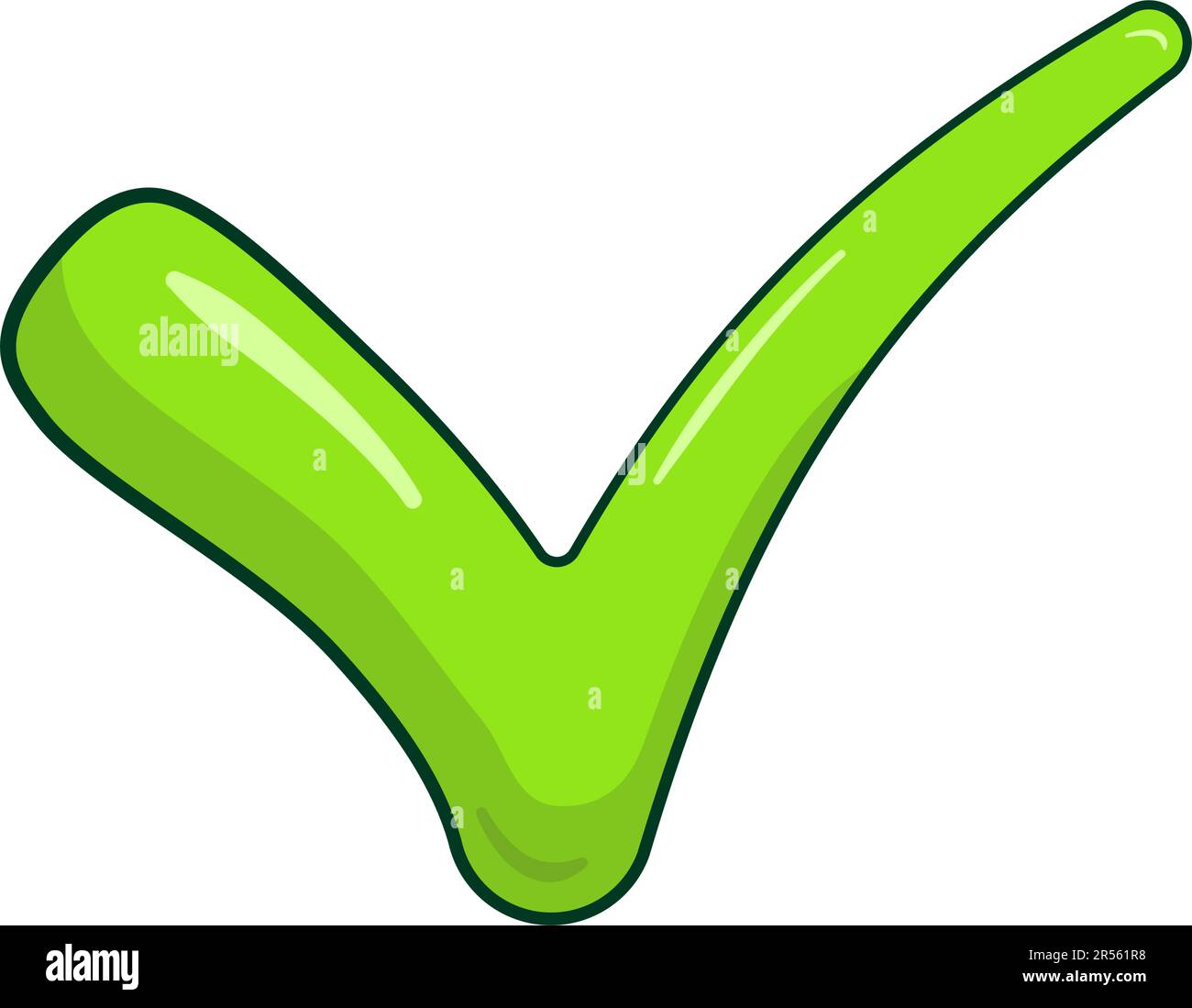 Green check mark for indicate right choice. Cartoon. Vector ...
