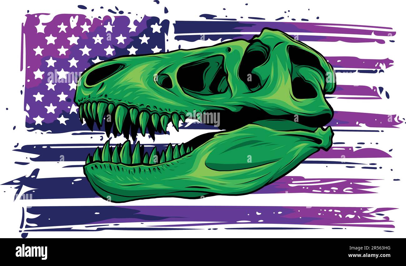 Vector illustration of Tyrannosaurus rex with american flag Stock ...