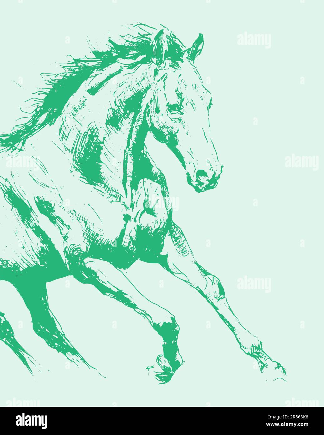 Drawing or Sketch of running Horse outline editable illustration Stock ...