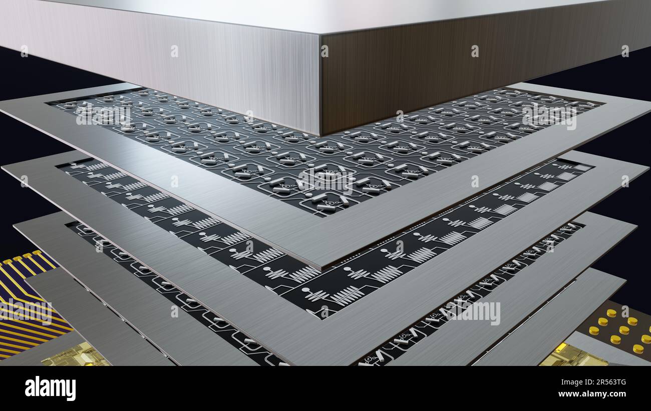 Quantum processor close up view concept with quantum qubits circuit ... Quantum processor close up view concept with quantum qubits circuit ...