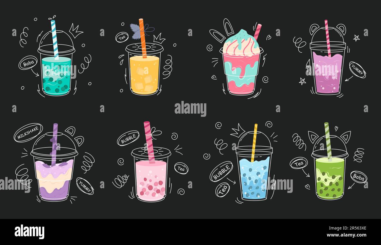 Bubble tea cup design collection, Yummy drinks Stock Vector Image & Art ...