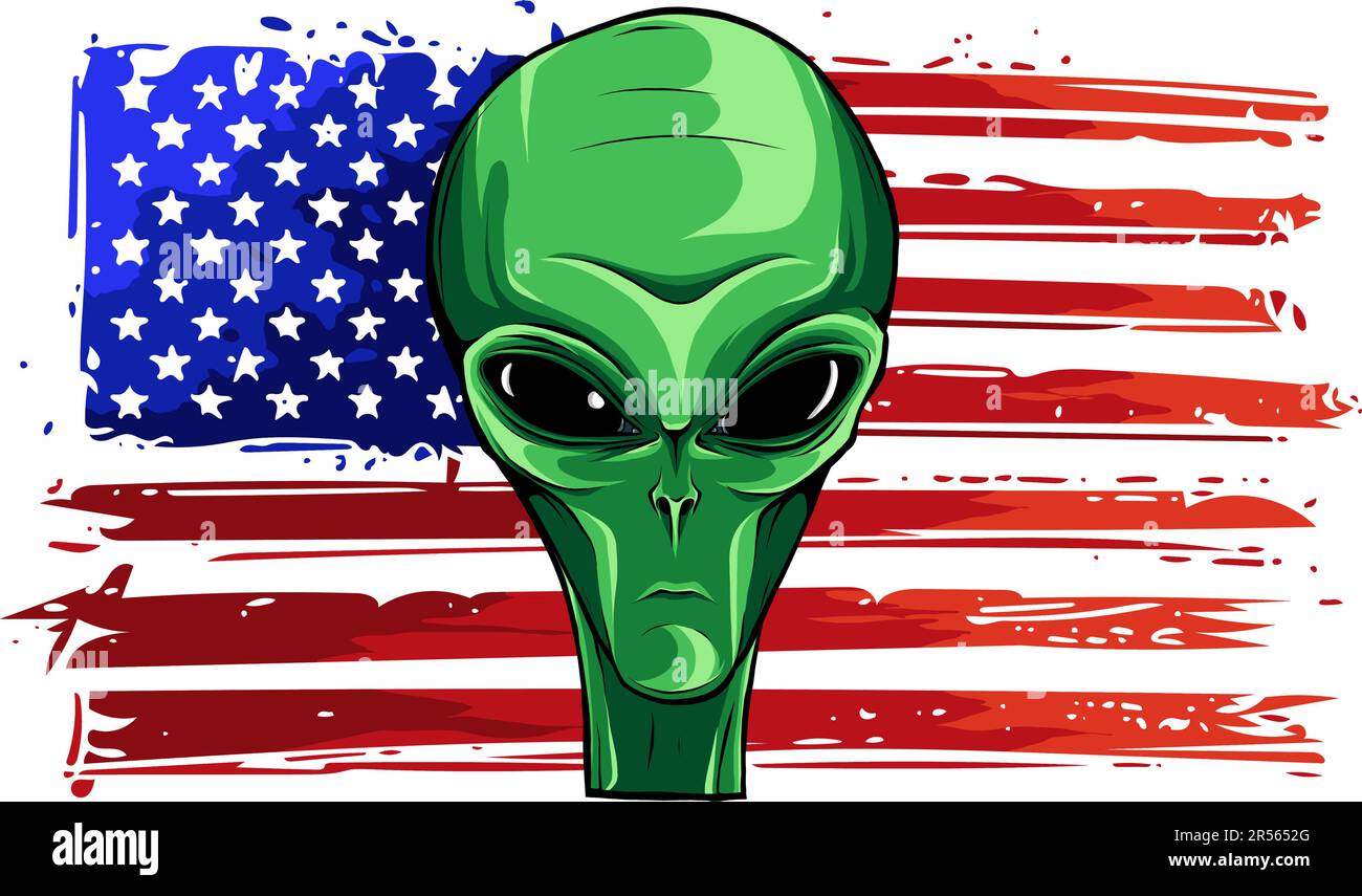 vector illustration of alien head face with american flag Stock Vector ...