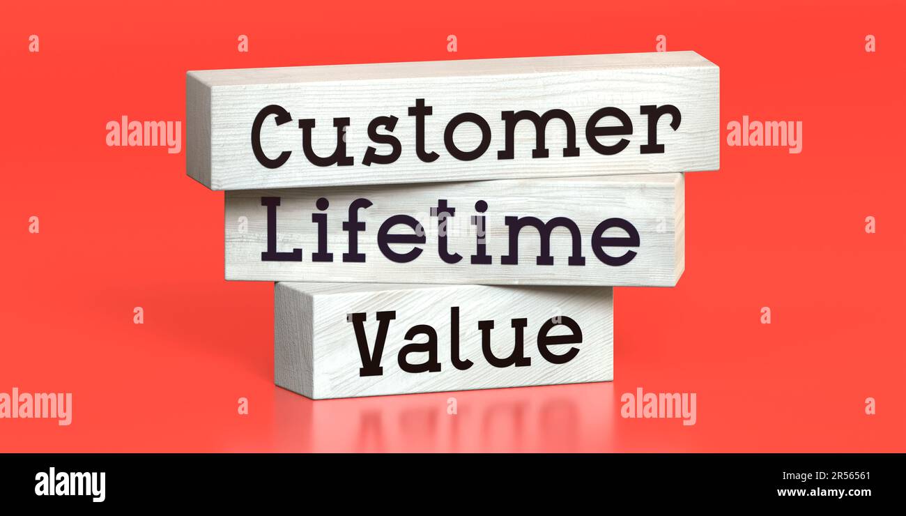 Customer, lifetime, value - words on wooden blocks - 3D illustration ...