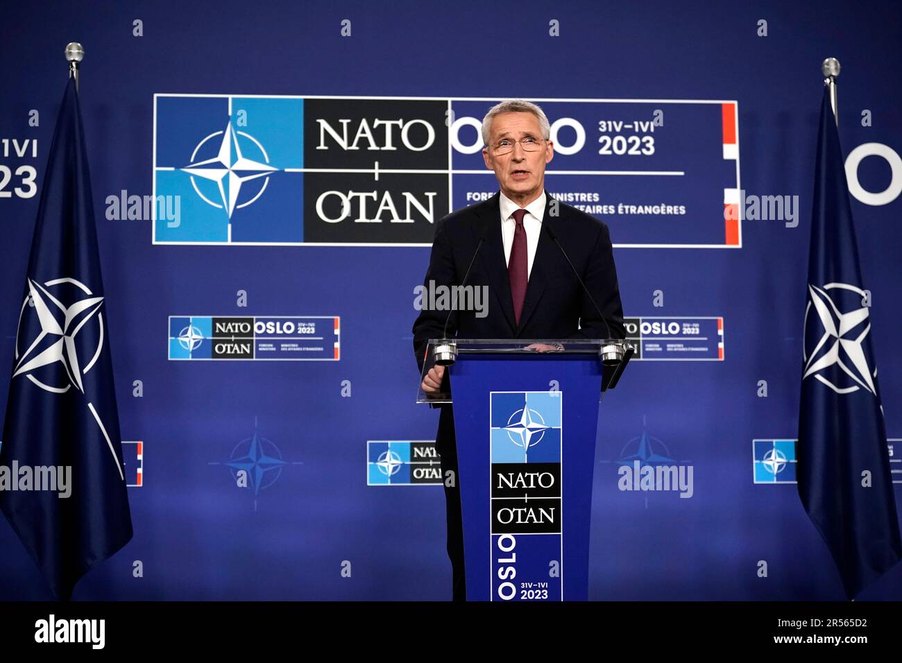 NATO Secretary General Jens Stoltenberg speaks at a press conference following the NATO foreign ...