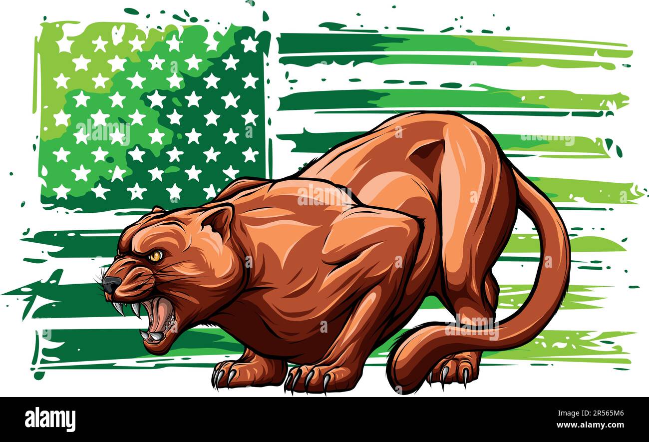 vector illustration of puma with american flag Stock Vector Image & Art ...