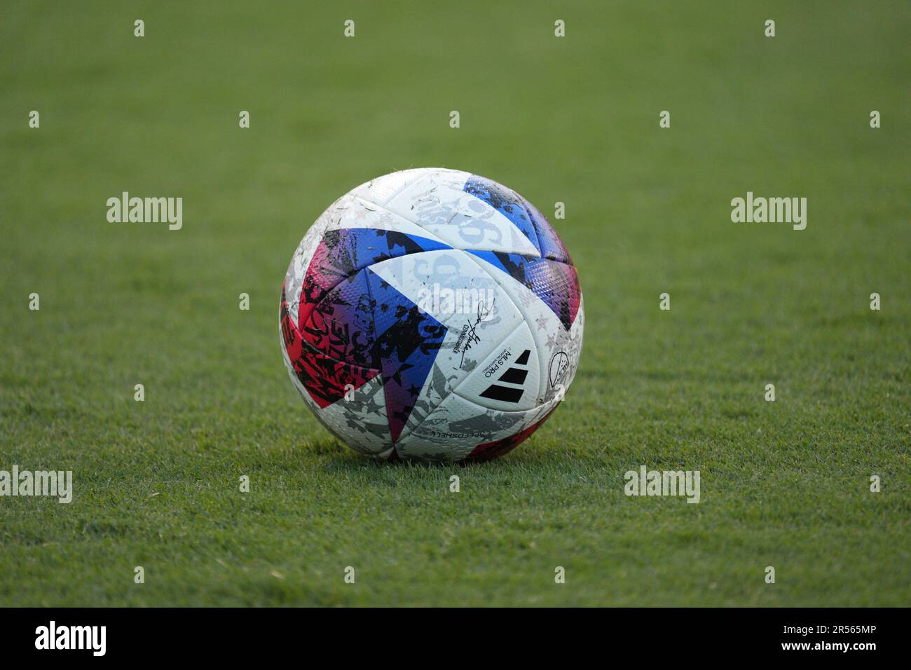 CHESTER, PA - MAY 31: A soccer ball sits on the turf during the game ...