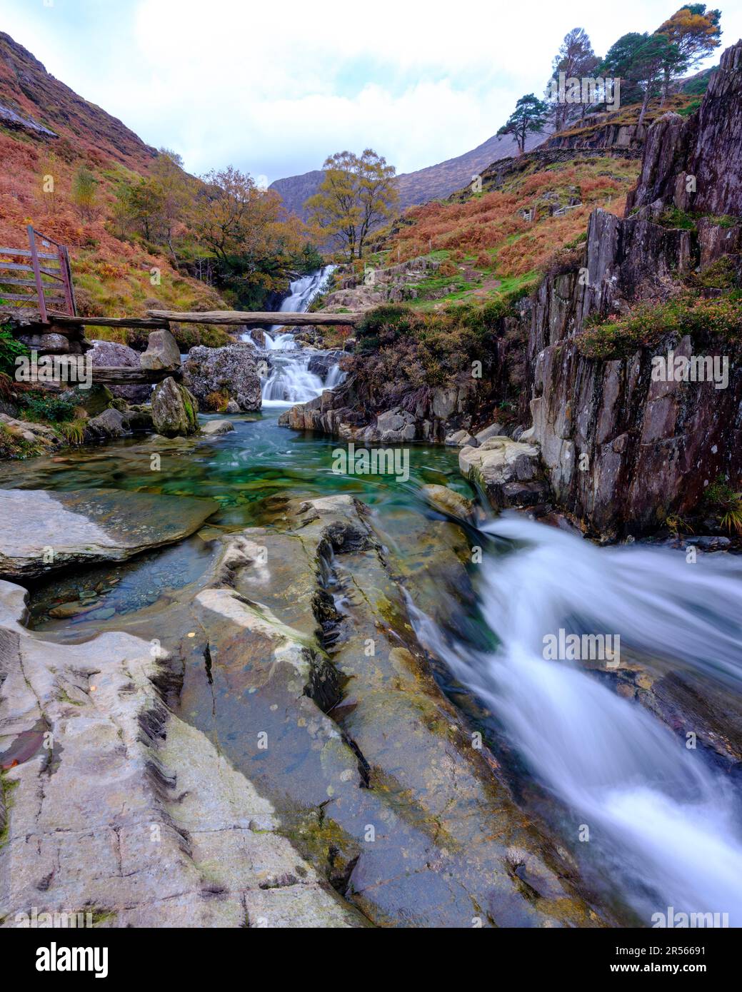 Snowdonia, Wales - November 1, 2022: The waterfalls above Hafod-y-llan ...