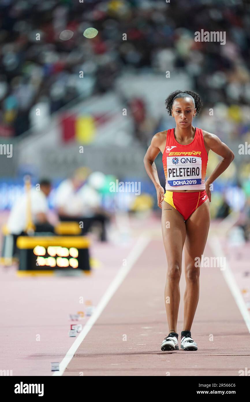 Ana Peleteiro in the triple jump at the Doha 2019 World Athletics ...