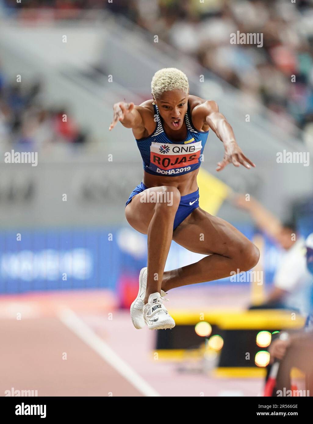 Yulimar Rojas in the triple jump at the Doha 2019 World Athletics ...