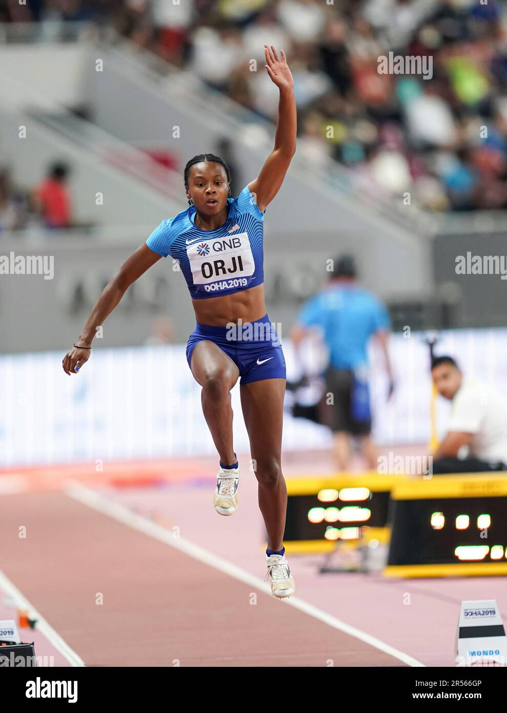 Keturah Orji in the triple jump at the Doha 2019 World Athletics ...
