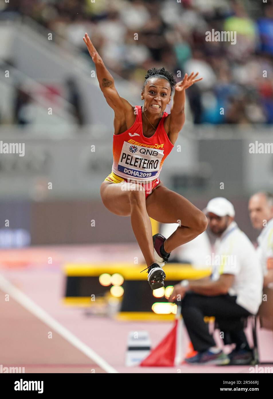 Ana Peleteiro in the triple jump at the Doha 2019 World Athletics ...