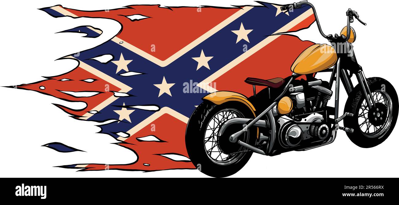 vector illustration of motorcycles with confederate rebel flag Stock ...