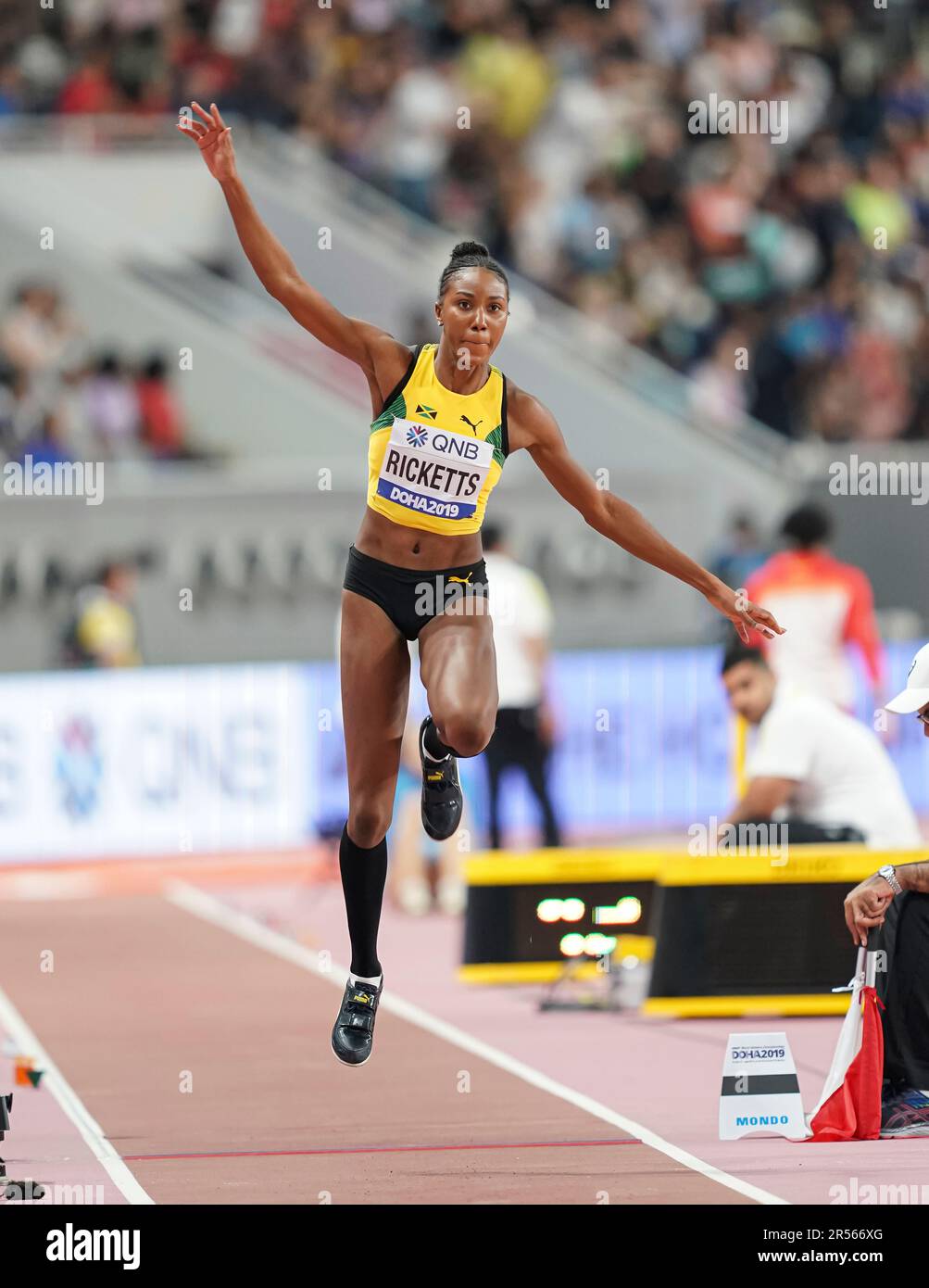 Shanieka Ricketts in the triple jump at the Doha 2019 World Athletics ...