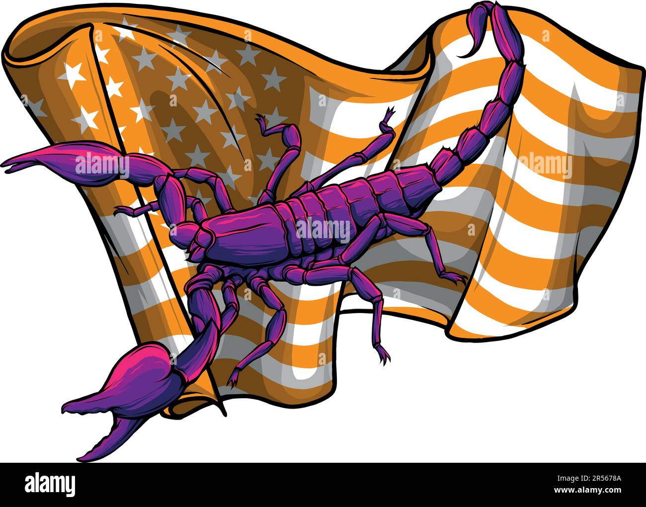 scorpion with american flag. Vector cartoon close-up illustration Stock ...