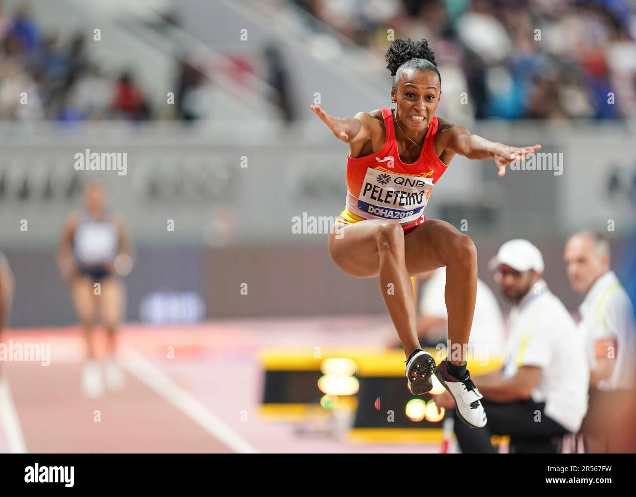 Ana Peleteiro in the triple jump at the Doha 2019 World Athletics ...