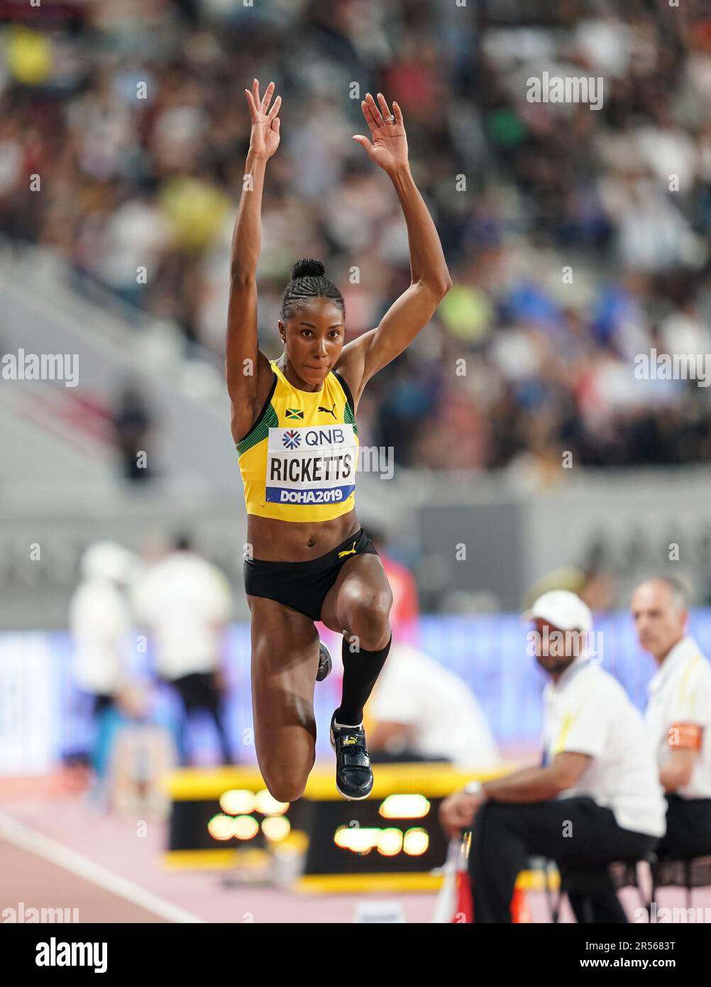 Shanieka Ricketts in the triple jump at the Doha 2019 World Athletics ...