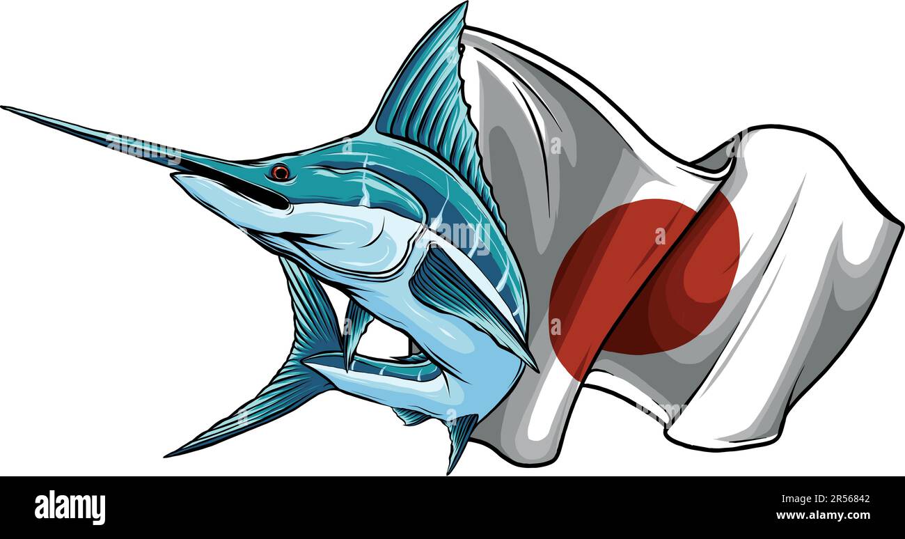vector illustration of marlin fish with japanese flag Stock Vector ...