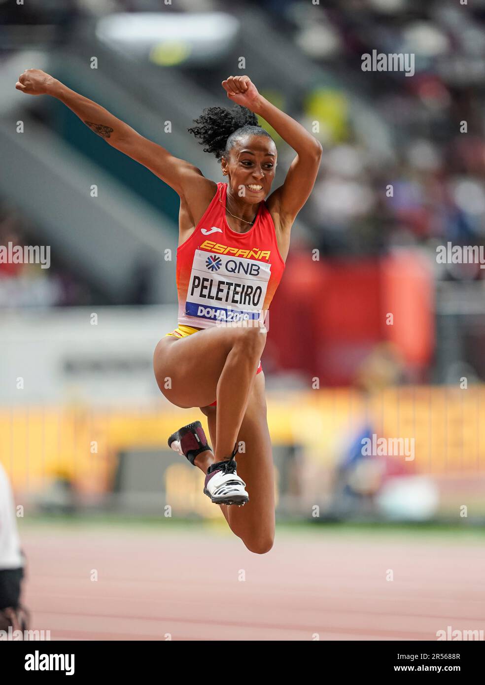 Ana Peleteiro in the triple jump at the Doha 2019 World Athletics ...
