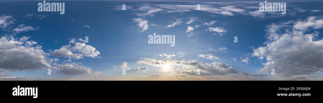 sunset skydome with evening clouds as seamless hdri 360 panorama view ...