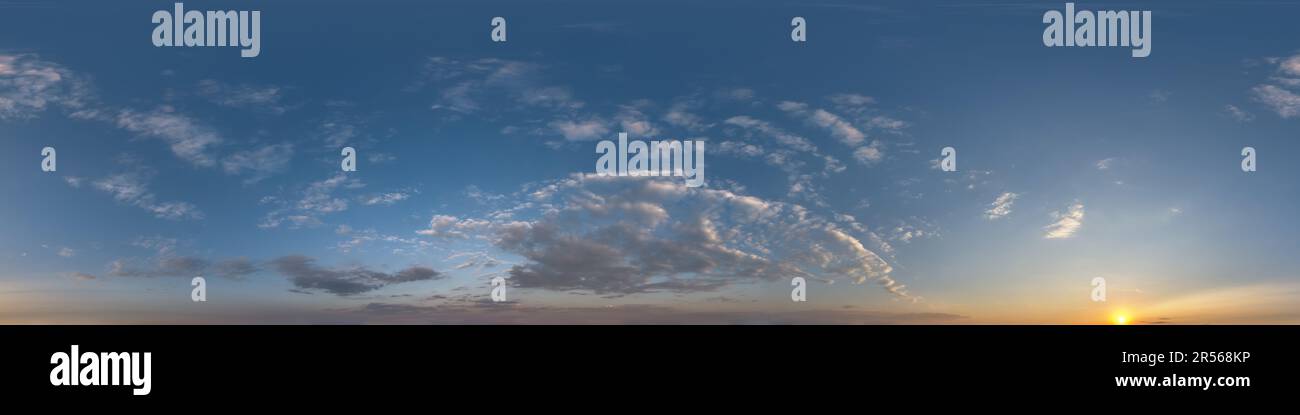 sunset skydome with evening clouds as seamless hdri 360 panorama view ...