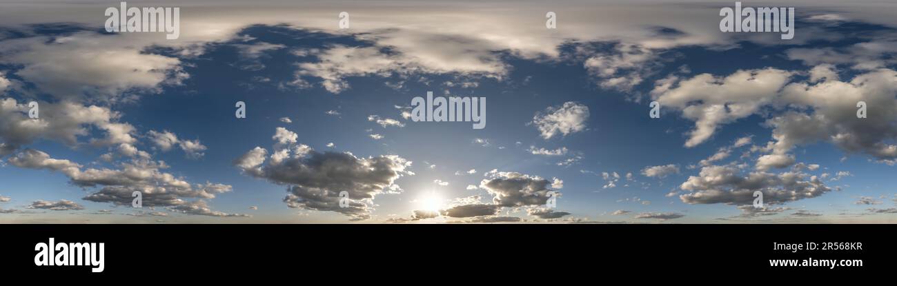 sunset skydome with evening clouds as seamless hdri 360 panorama view ...
