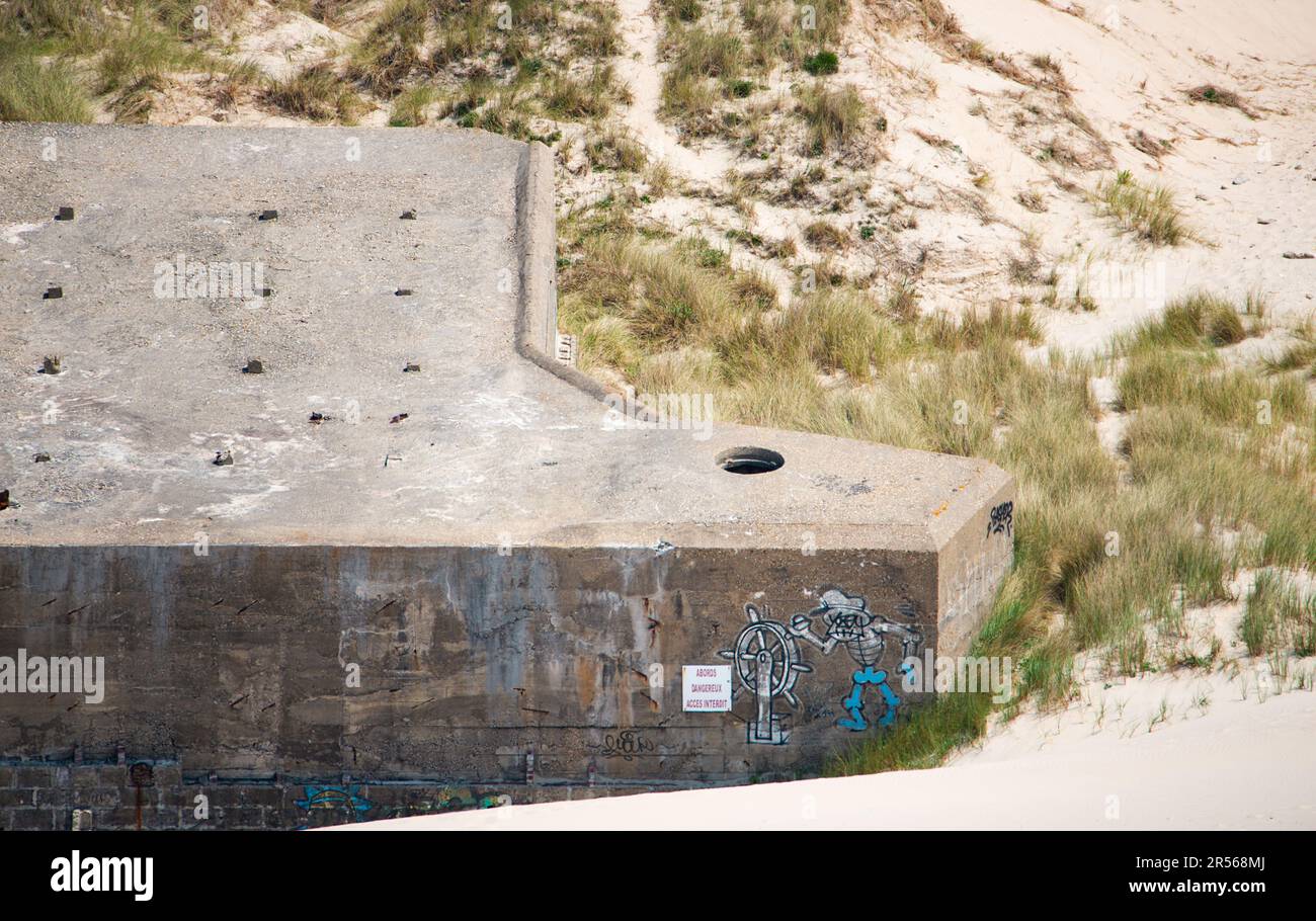 Ruin of a german bunker in Normandy, France from the Second World War ...