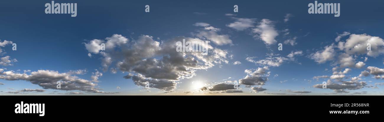 sunset skydome with evening clouds as seamless hdri 360 panorama view ...