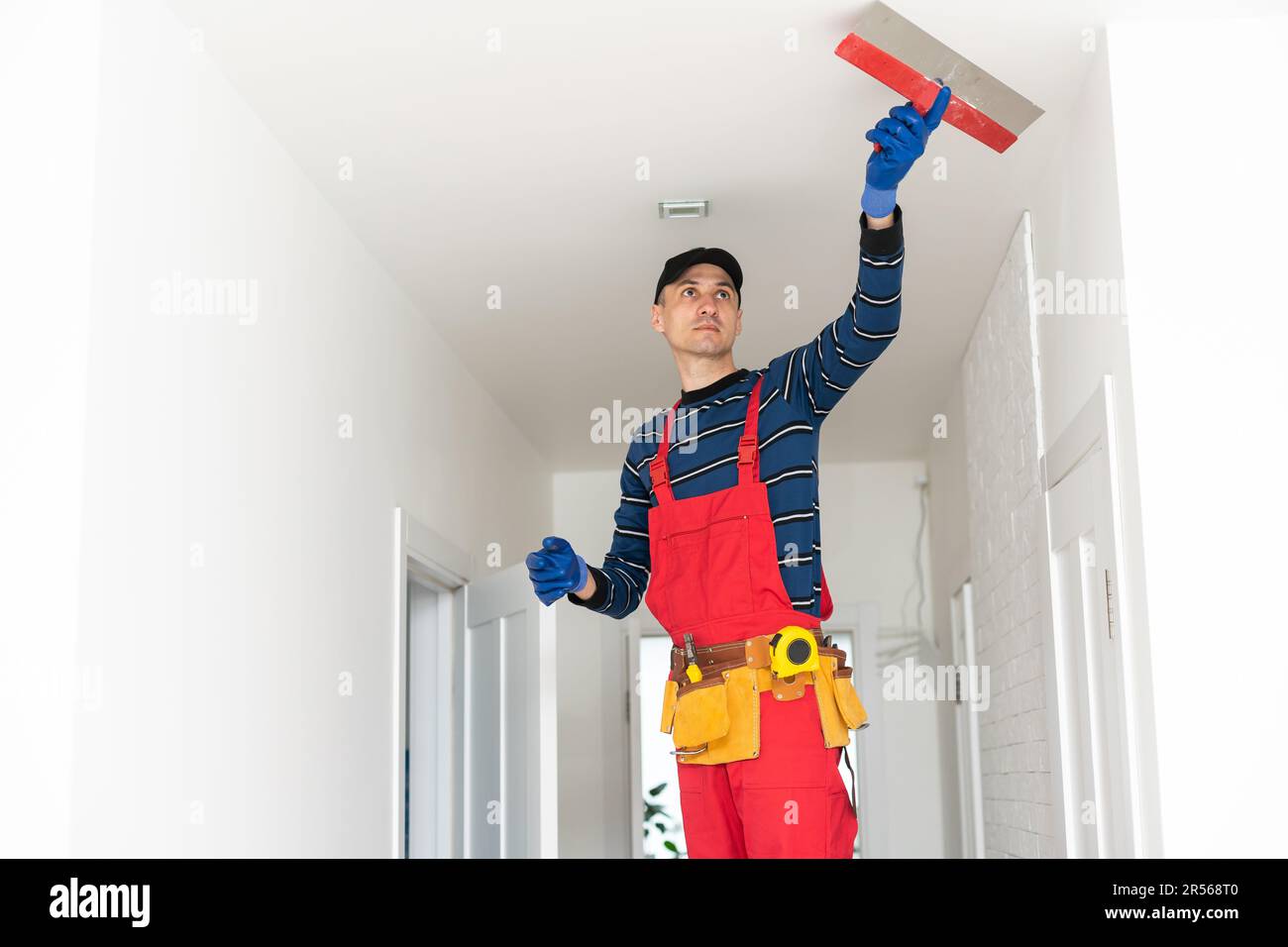 Construction Worker on Duty. Caucasian Contractor. Industrial Theme ...