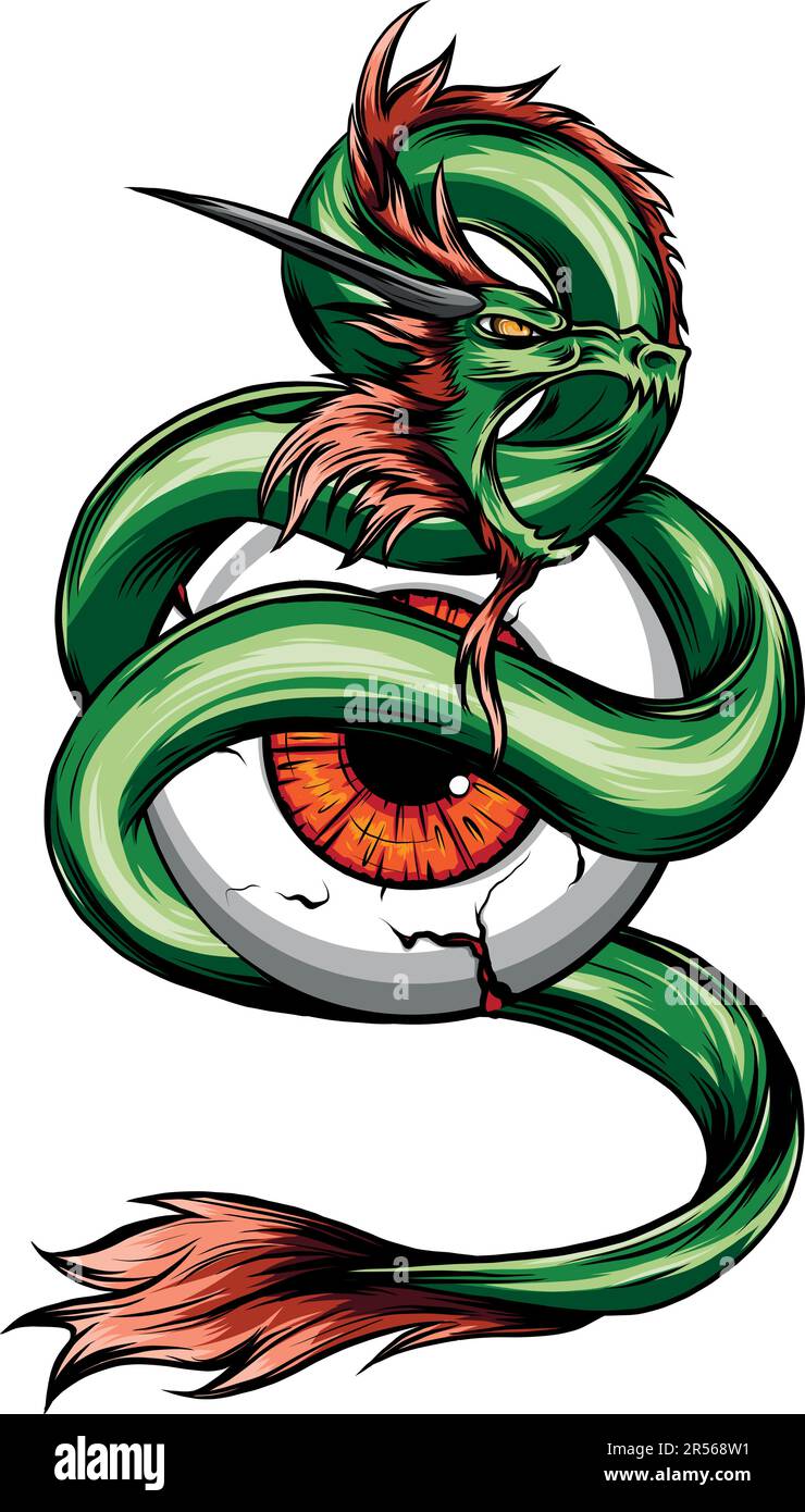 vector illustration of Chinese Dragon around the eye Stock Vector Image ...