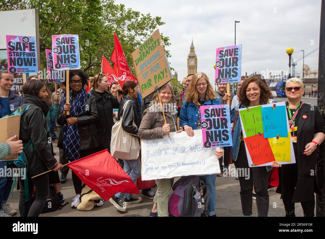 London, England, UK. 1st June, 2023. Members of Unite union are seen at ...
