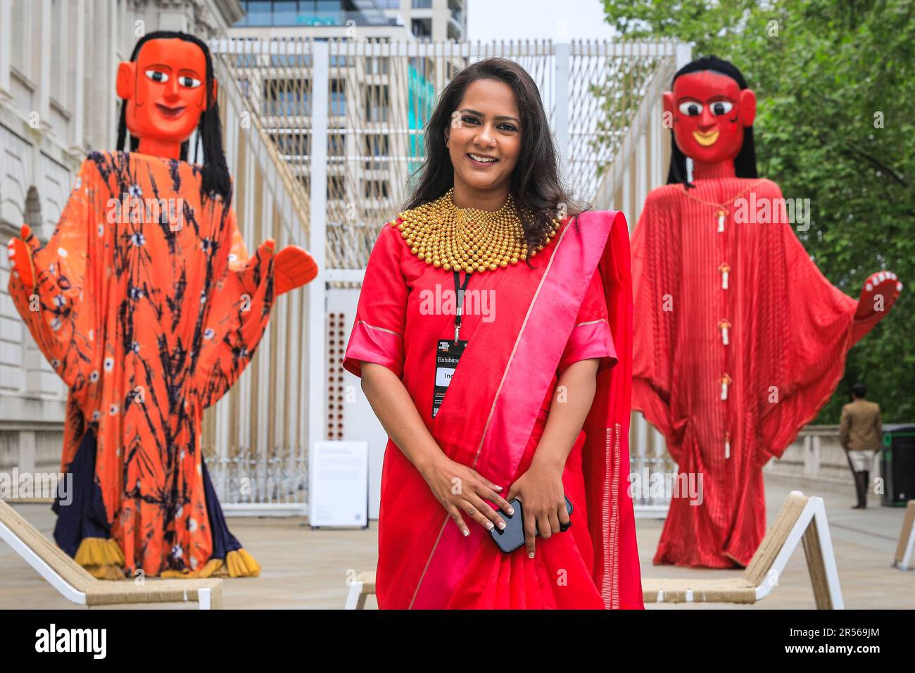London, UK, 01st June 2023. Large Indian puppets dance outside the ...