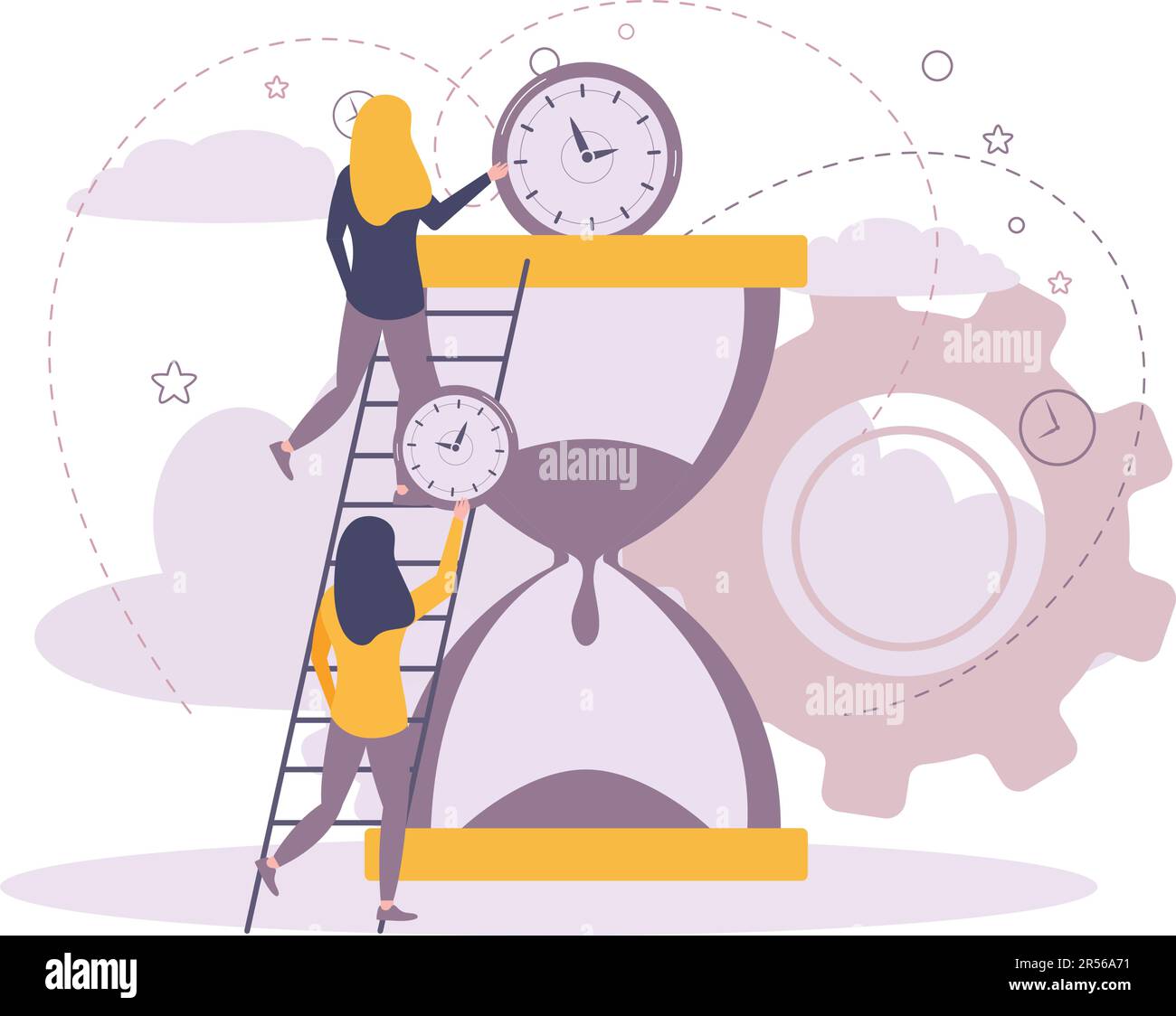 Vector illustration. Clock and people Stock Vector Image & Art - Alamy