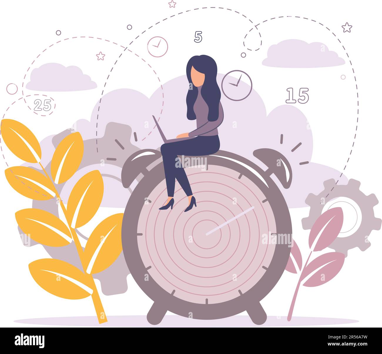 Vector illustration. Clock and people Stock Vector Image & Art - Alamy