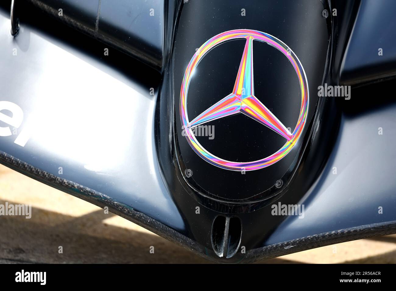 Barcelona, Spain. 01st June, 2023. Mercedes AMG F1 W14 nosecone with ...