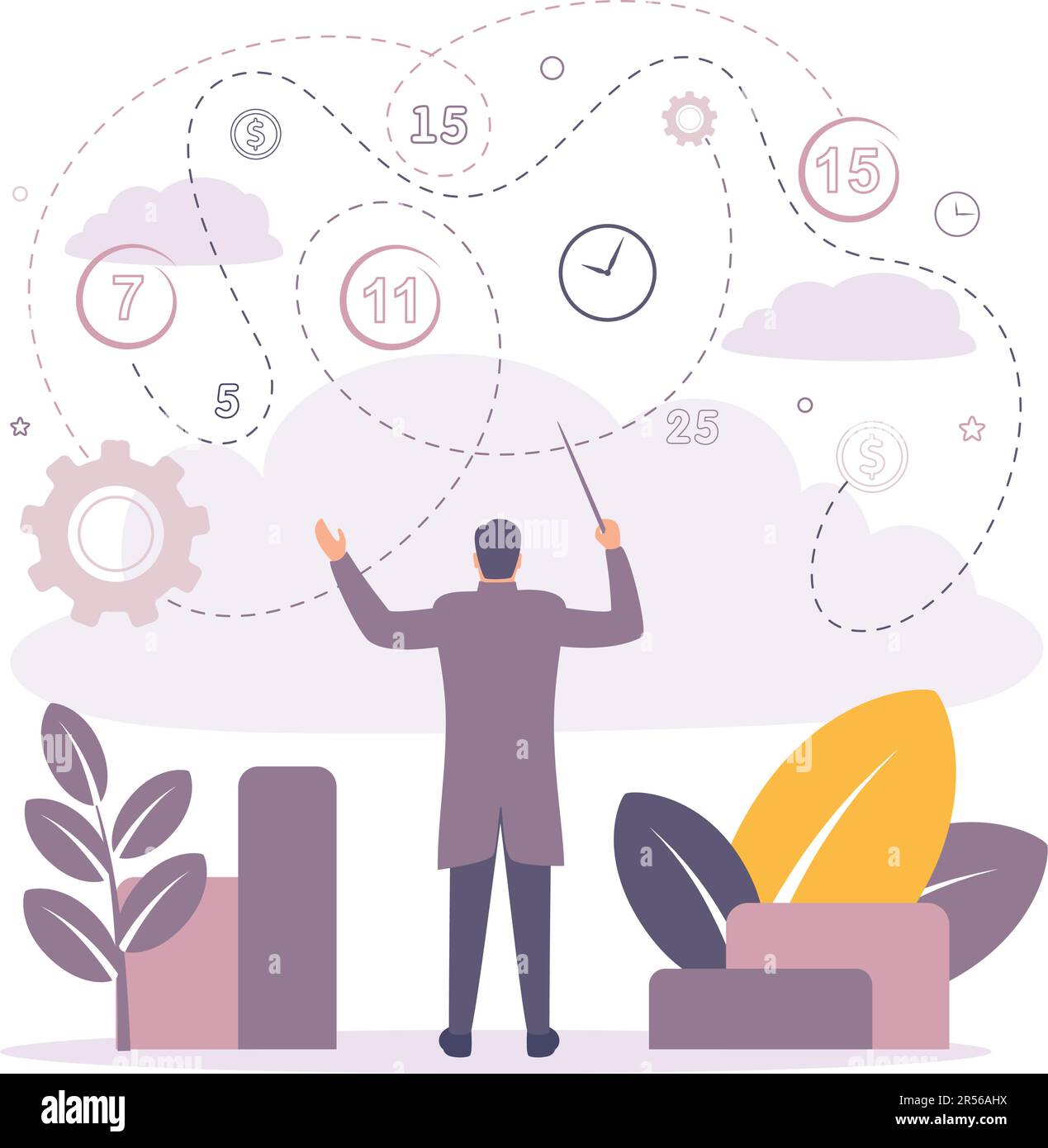 Chaos control. A man leads the work process Stock Vector Image & Art ...