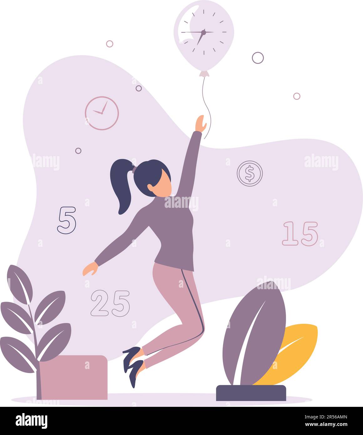Girl catches a balloon-watch. Lack of time. Deadline Stock Vector Image ...