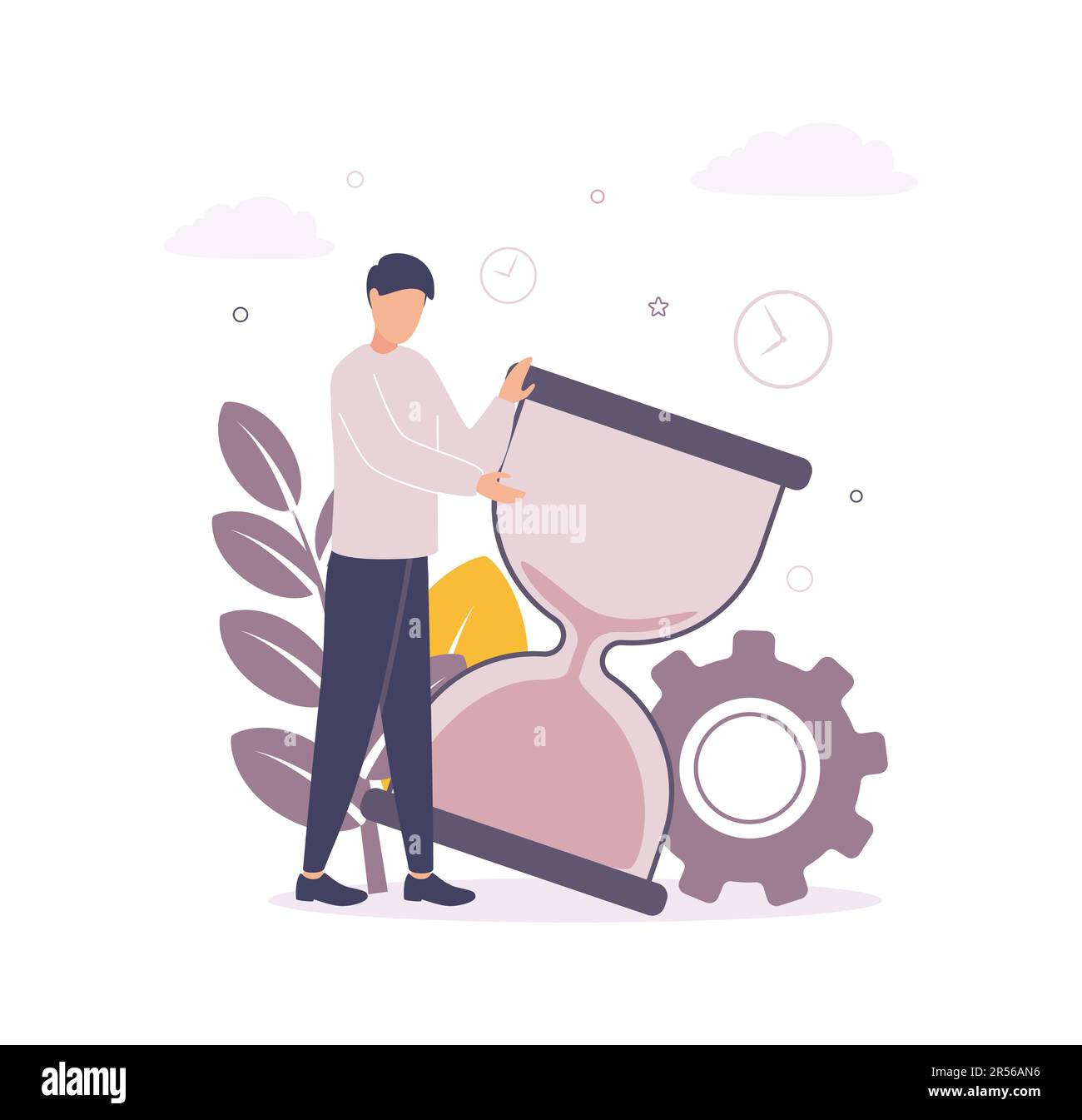 Time management illustration. Illustration of a man holding a big ...