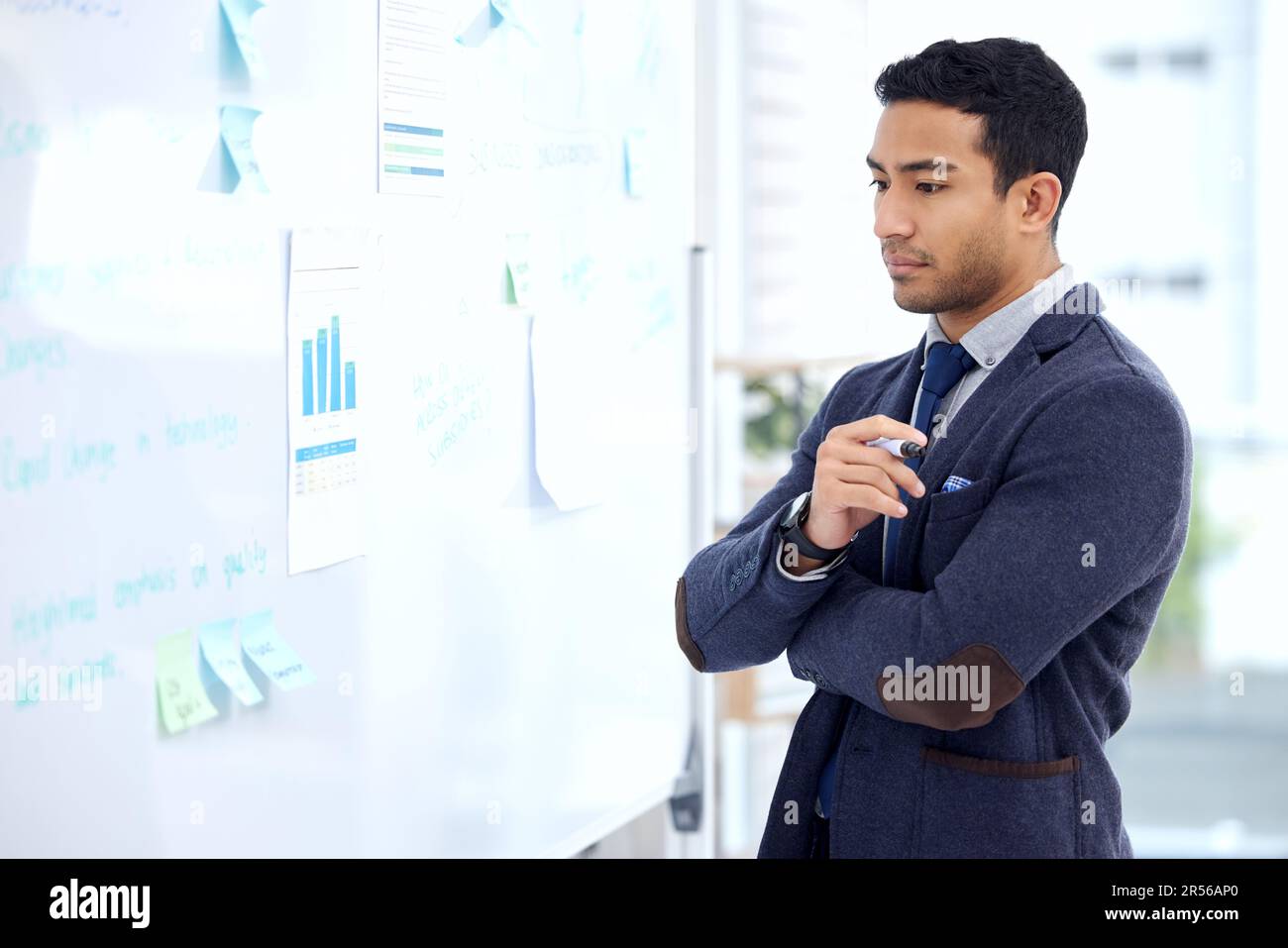 Brainstorming, thinking and planning with business man in office for ...