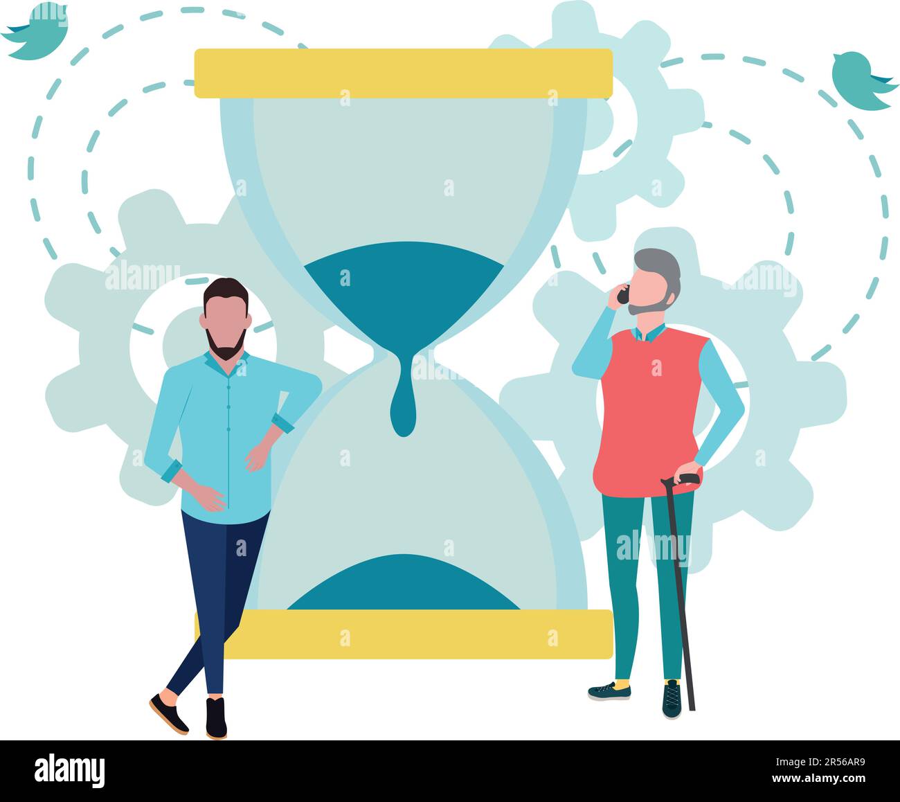 Time management. Time management. Projects and deadlines. Hourglass and ...